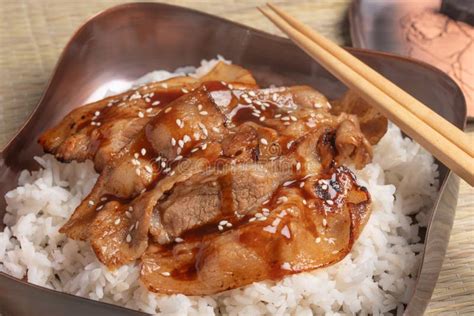 Pork Sliced Rice Tonkatsu Or Deep Fried Pork A Traditional Japanese