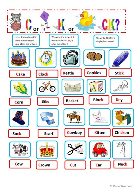 C Ck K English Esl Worksheets Pdf And Doc