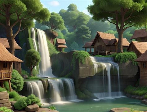 Premium Photo 3d Animation Waterfall Of Wallpaper