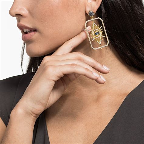 Buy Swarovski Tarot Magic Pierced Earrings Multi Coloured Gold