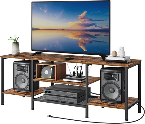 Meuble TV Avec Sotrage 2 Prises Et 2 Ports USB Et Tiroirs En Tissu