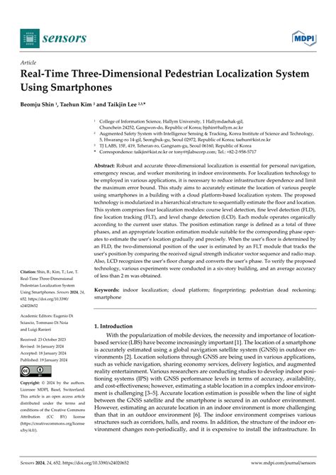 Pdf Real Time Three Dimensional Pedestrian Localization System Using Smartphones