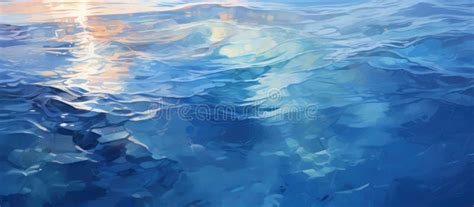 Pintura De Uma Pessoa Nadando No Oceano Elétrico Azul Ilustração Stock