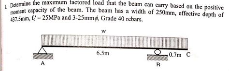 solved 1 determine the maximum factored load that the beam