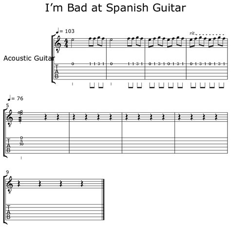 Im Bad At Spanish Guitar Sheet Music For Acoustic Guitar