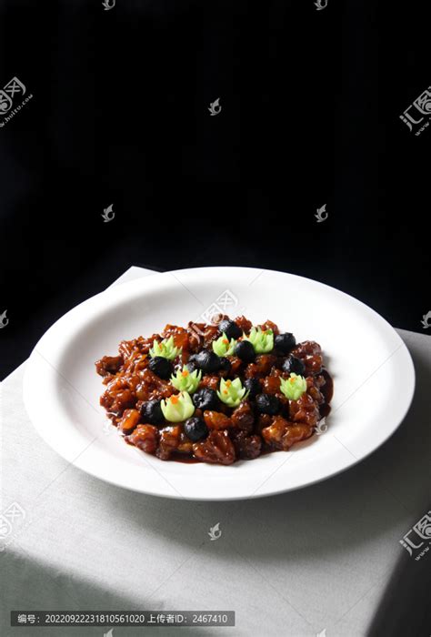 养生黑蒜焖蹄筋 中国菜系 食品餐饮 摄影 汇图网www huitu