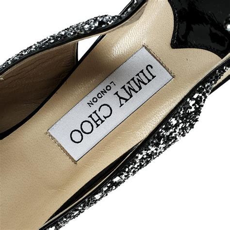 Jimmy Choo Metalic Silver Coarse Glitter Peep Toe Slingback Sandals