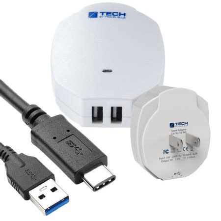 2 1A USB C US Wall Charger White