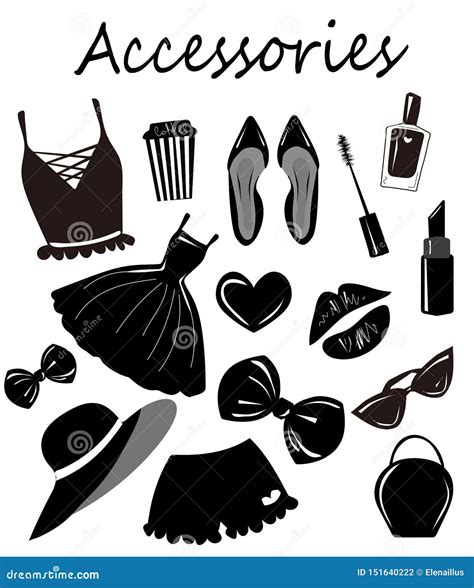Vector Collection Set With Fashion Girls Accesoriesitems Sketch