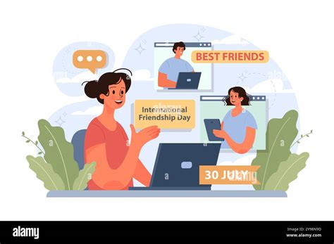 International Friendship Day Cheerful Characters Celebrating A Holiday
