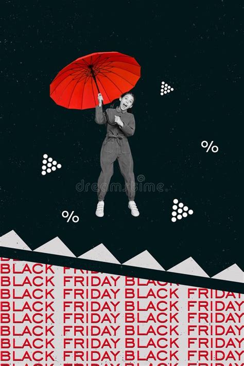 Collage De Ilustraciones Verticales De Jovencita De Parasol Rojo