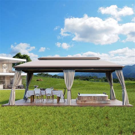 JOYSIDE 20 Ft X 10 Ft Outdoor Patio Double Vented Roof Gazebo With