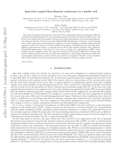 Pdf Spin Orbit Coupled Bose Einstein Condensates In A Double Well