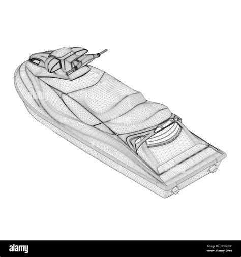 Water Scooter Frame From Black Lines Isolated On White Background Isometric View 3d Vector