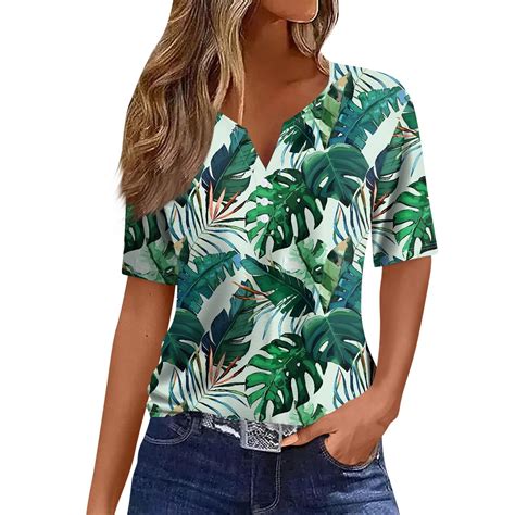 Sksloeg White Tops For Women Short Sleeve Button V Neck Plus Size Tunic