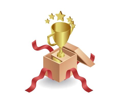 Premium Vector Opening Trophy Parcel Concept Flat Isometric 3d Illustration