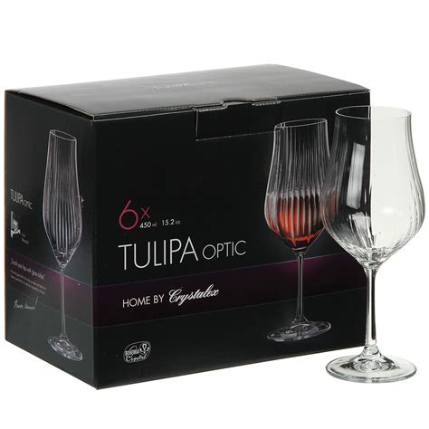 Бокал для вина, 450 мл, стекло, 6 шт, Bohemia, Tulipa optic, CR450101TO ...