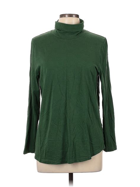 J Jill Solid Green Long Sleeve Turtleneck Size L 66 Off ThredUp