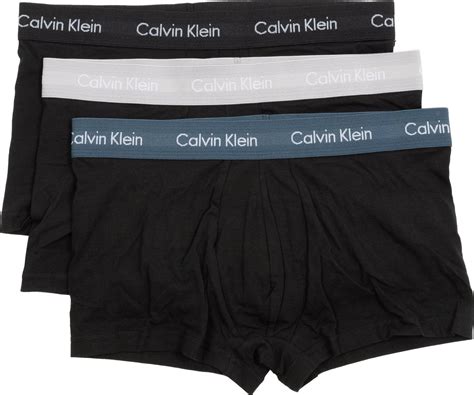 Calvin Klein Cotton Stretch Low Rise Trunks 3 Pack Black • Price