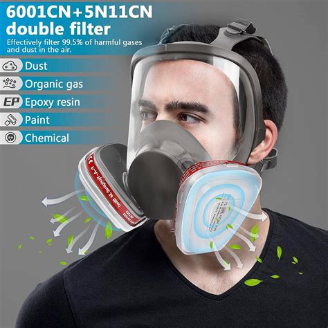 6800 Full Face Respirator Mask Reusable Respirator Mask Gas Mask With 6001CN Activated Carbon