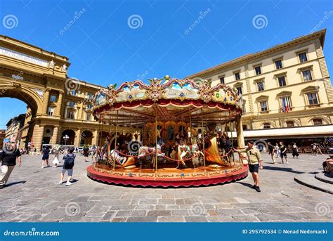 Carousel In The Piazza Della Repubblica Florence Tuscany Italy Editorial Stock Image Image