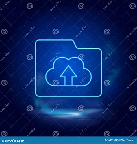 Smoke Effect Neon Style Vector Icons Cloud Folder Storage Neon Icon Stock Illustration
