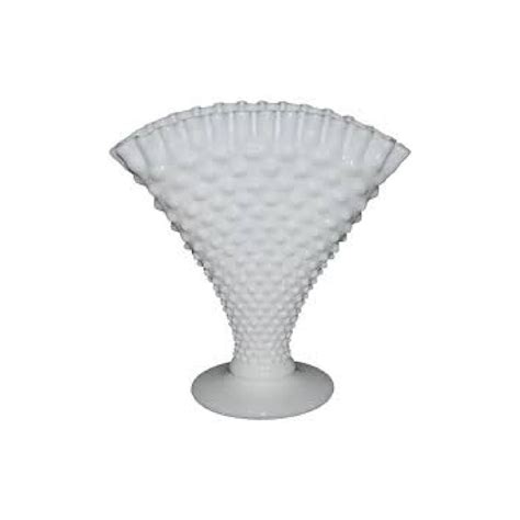 Fenton Hobnail Milk Glass Fan Vase 6 Tall Free Shipping Etsy