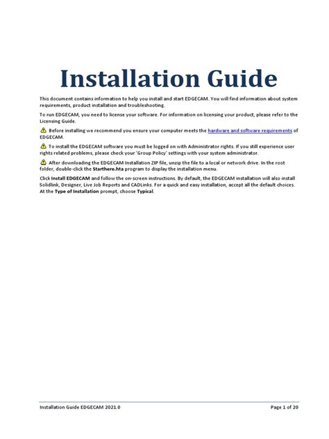Installation Guide Hardware And Software Requirements Pdf Installation Computer Programs