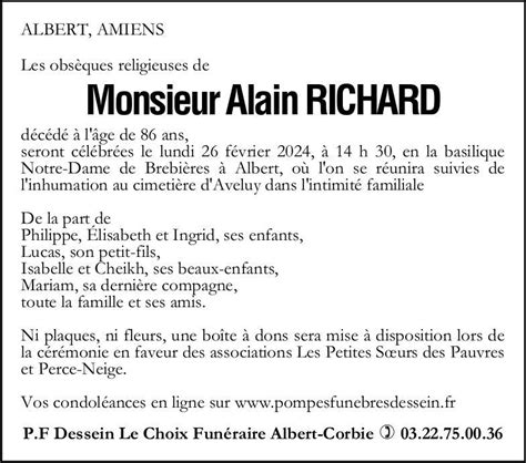 Monsieur Alain Richard Pompes Funèbres Dessein