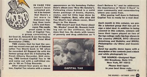 Hiphop Thegoldenera Unsigned Hype Capital Tax The Source October 1992
