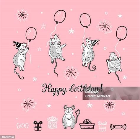 Ilustración De Feliz Cumpleaños Tarjeta Amarilla De Saludo Con Volar