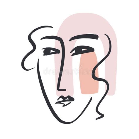 Woman Face Trendy Minimal Sketch Drawing Stock Vector Illustration Of