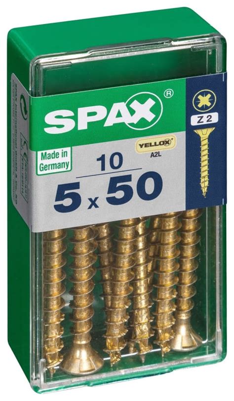 Spax Pz Countersunk Zinc Yellow Screws 5 X 50mm Pack Of 10 Uk