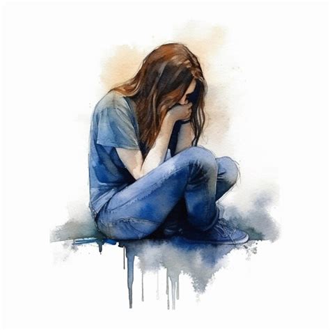 Premium AI Image Painting Of A Woman Sitting On The Ground With Her