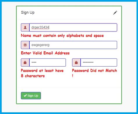 sign up form using bootstrap with jquery validation sourcecodester