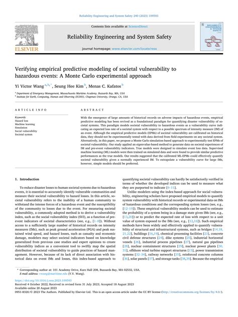Pdf Verifying Empirical Predictive Modeling Of Societal Vulnerability