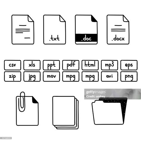Hand Draw Doodle Sketch Set Of Document File Fomats Icons High Res