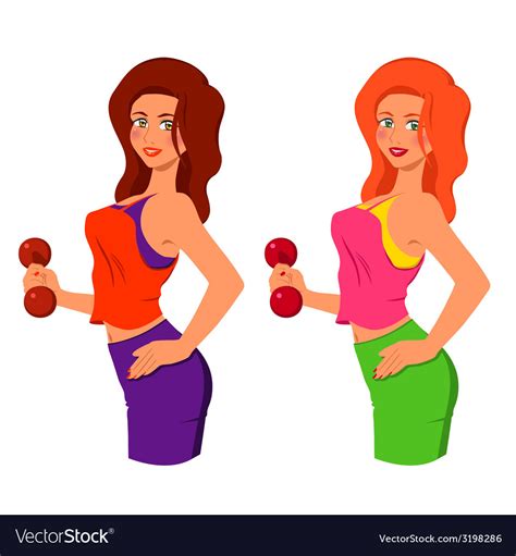 Sexy Girl Practices Fitness With Dumbbells Vector Image