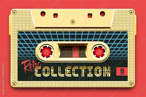 Relistic Golden Audio Cassette Retro Collection Mixtape In Style Of