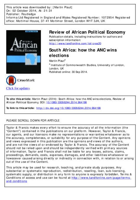 Pdf South Africa How The Anc Wins Elections