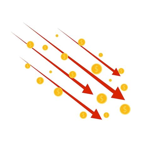 Premium Vector Vector Isolated Red Arrow And Coins Going Down Loss
