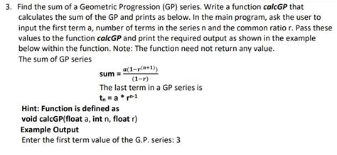 solved find the sum of a geometric progression gp series