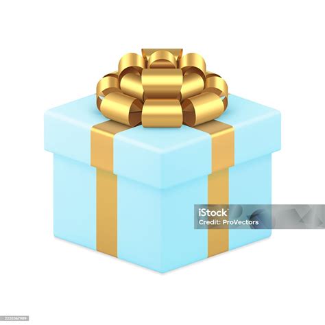 프리미엄 황금 활 리본 3d 아이콘 사실적인 벡터 일러스트 레이 션과 함께 블루 포장 우아한 선물 상자 3차원 형태에 대한 스톡 벡터 아트 및 기타 이미지 Istock