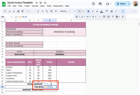 How To Create A Quick Invoice Template With Auto Calculations In Google