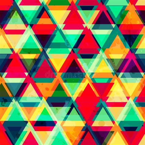 Watercolor Triangle Seamless Pattern With Grunge Effect Stock Vector