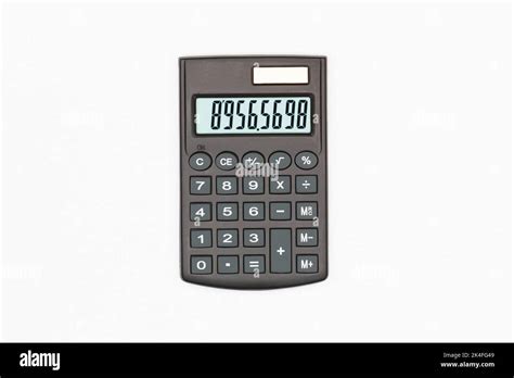 Calculator With Big Buttons With Numbers On The Digital Screen On A White Background Isolated