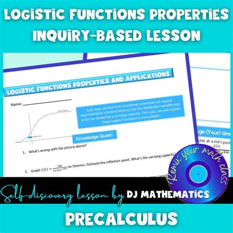 Precalculus Logistic Functions Properties And Applications Lesson Worksheet