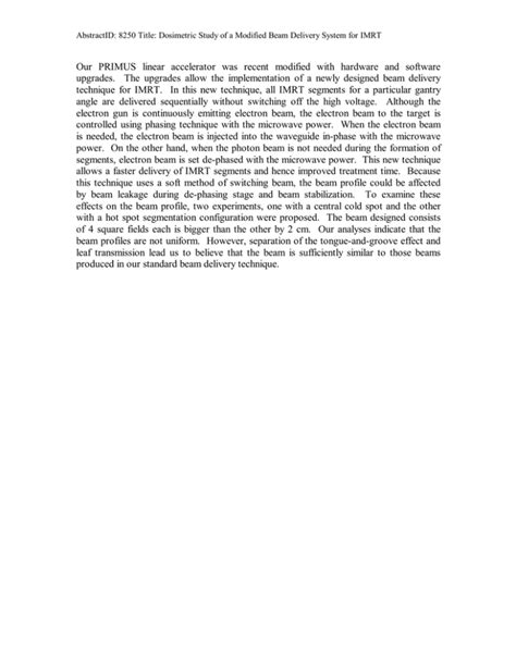 Our Primus Linear Accelerator Was Recent Modified With Hardware And