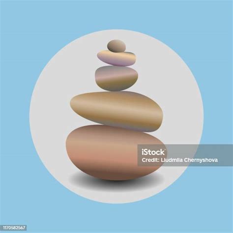 선 스톤 밸런스 둥근 파란색 프레임에 현실적인 이미지 돌의 3d 이미지입니다 스파 살롱 요가 스튜디오 휴식 스튜디오를위한 벡터 일러스트레이션 개념에 대한 스톡 벡터 아트 및