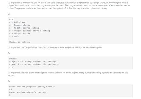 Solved Program Using Vectors And Functions Part Chegg